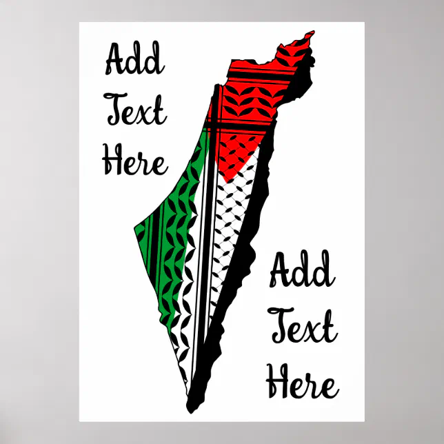 Palestine Map whith Flag and Keffiyeh Pattern Poster | Zazzle