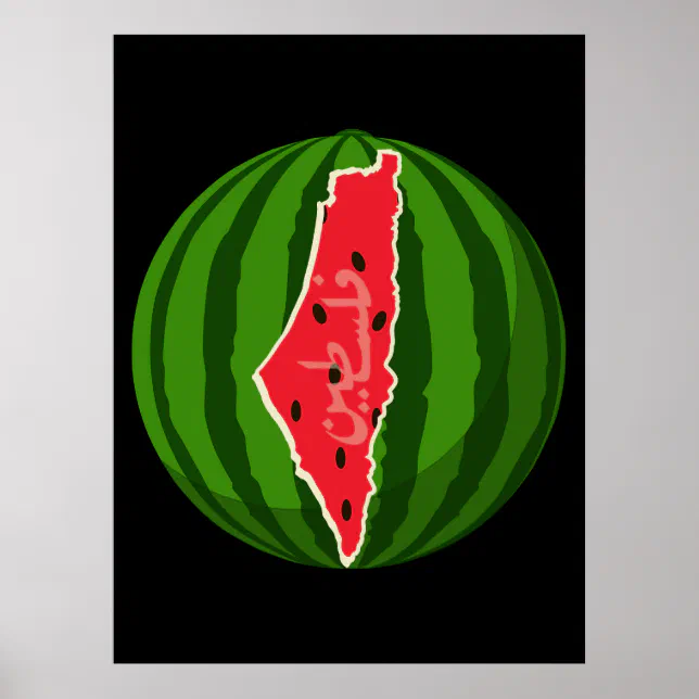 Palestine Watermelon Flag Map. Free Palestinians Poster | Zazzle