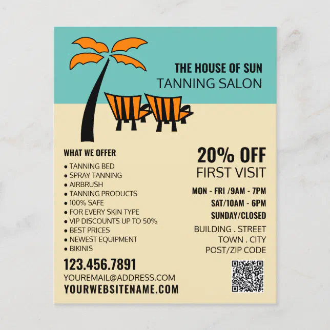 Palm Beach, Tanning Salon Advertising Flyer | Zazzle
