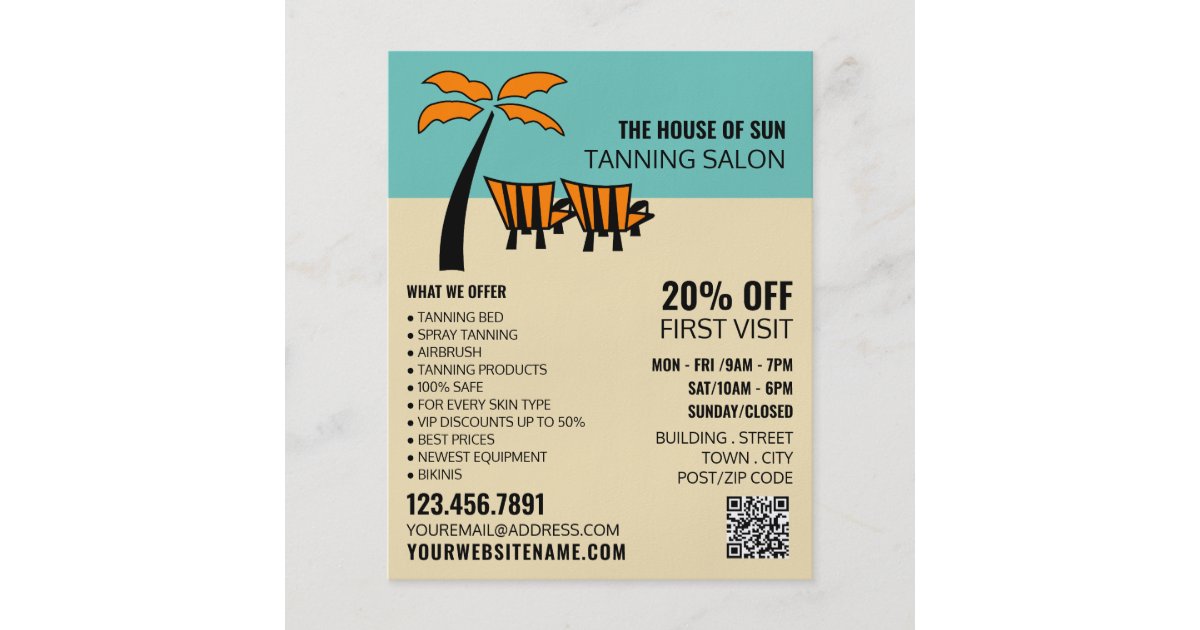 Palm Beach, Tanning Salon Advertising Flyer | Zazzle