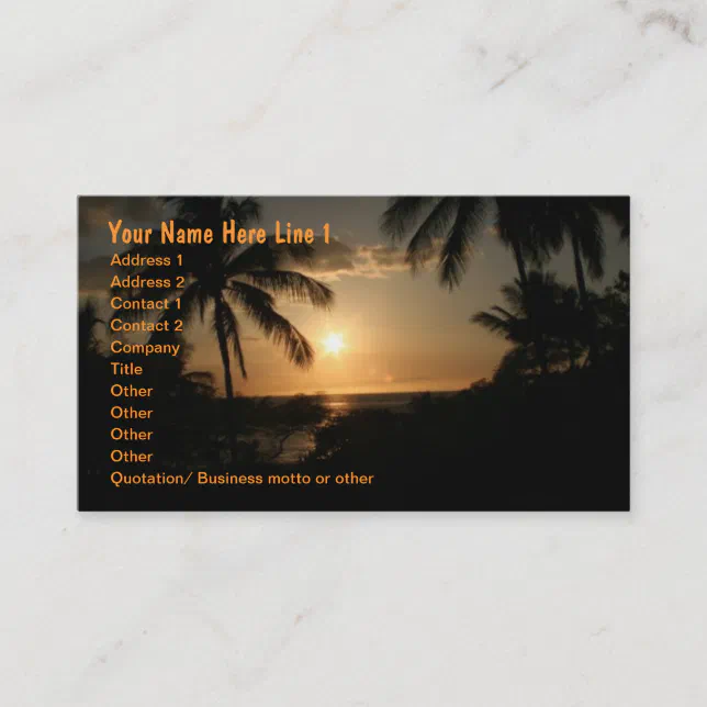 Palm Tree Beach Sunset Business Card | Zazzle