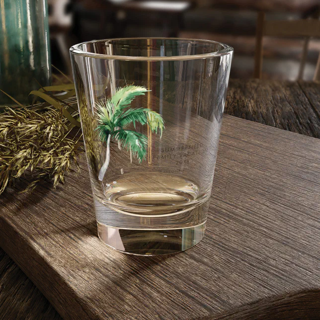 Palm Tree Family Vacation Custom Shot Glass | Zazzle