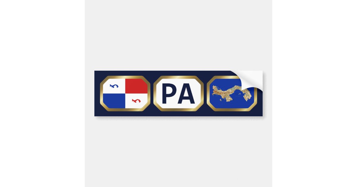 Panama Banner Map Code Bumper Sticker | Zazzle