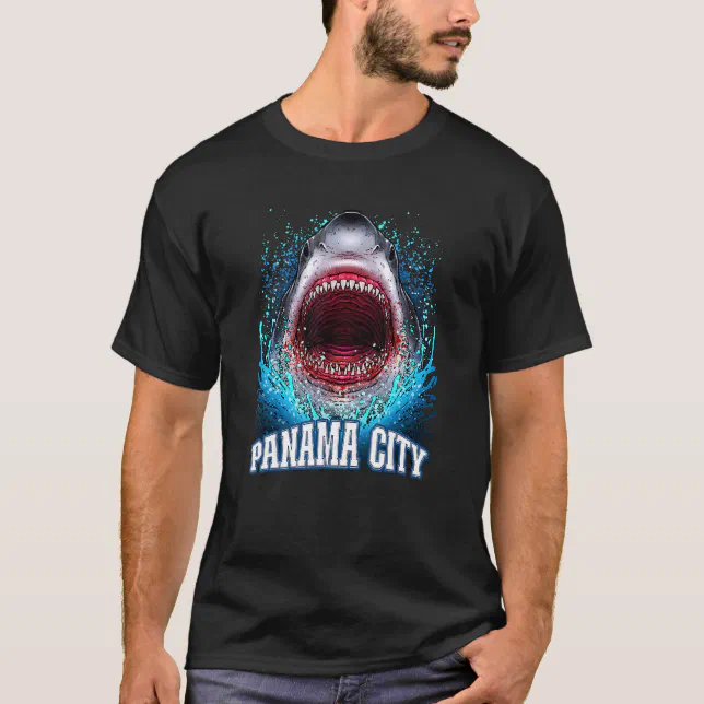 Panama City Florida Vacation Great White Shark Bea T-Shirt | Zazzle
