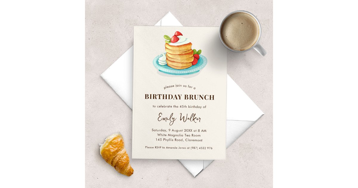 Pancake Birthday Brunch Party Invitation | Zazzle