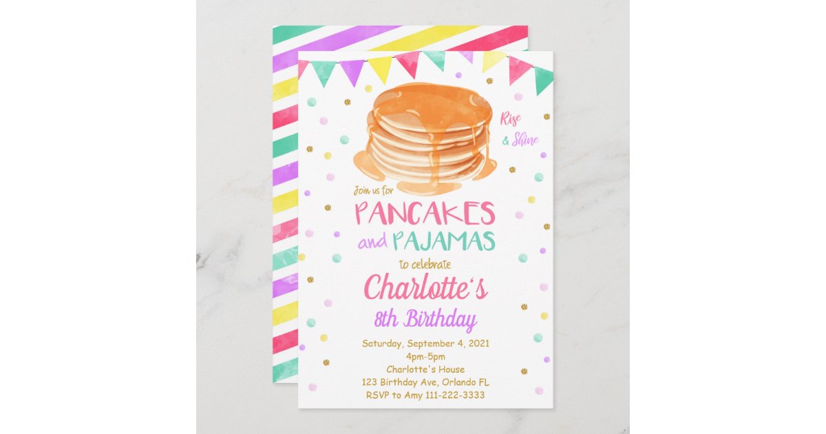 Pancake Pyjamas Birthday Invitation | Zazzle
