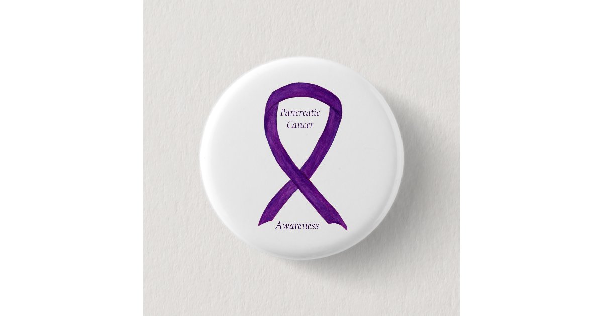 Pancreatic Cancer Awareness Ribbon Custom Art Pins | Zazzle