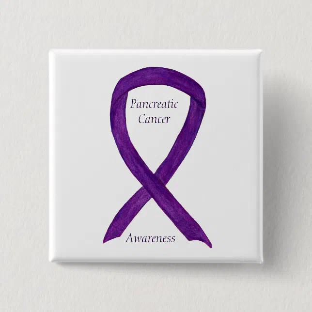Pancreatic Cancer Awareness Ribbon Custom Art Pins | Zazzle
