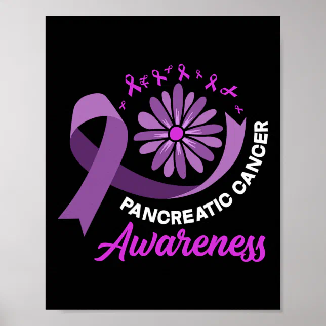 Pancreatic Cancer Awareness Ribbon Pancreatic Canc Poster | Zazzle