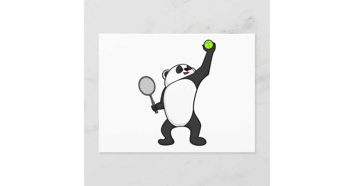 Panda at Tennis with Tennis racket Postcard | Zazzle