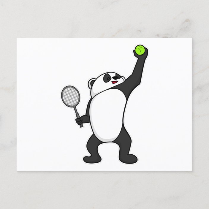 Panda at Tennis with Tennis racket Postcard | Zazzle.co.uk