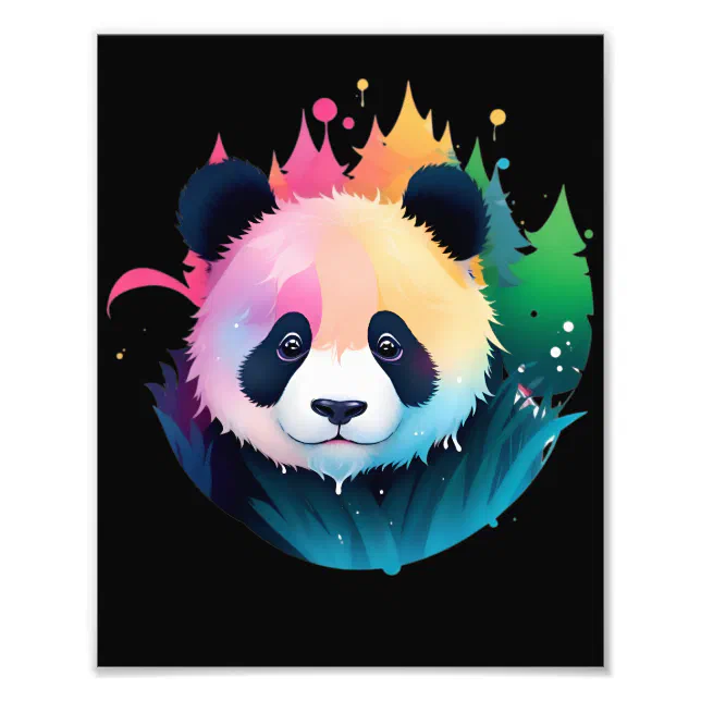 Panda Bear Portrait Forest Paint Splash Logo Photo Print | Zazzle