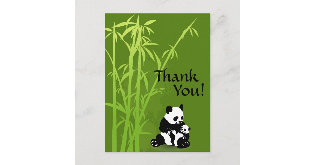 Panda Bears and Bamboo Thank You Postcard | Zazzle