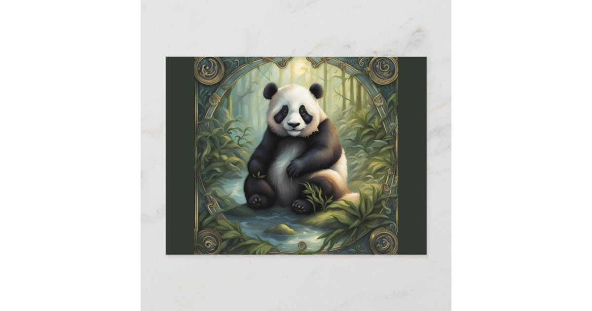 panda in the forest postcard | Zazzle