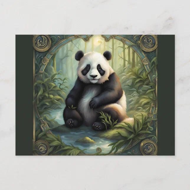 panda in the forest postcard | Zazzle