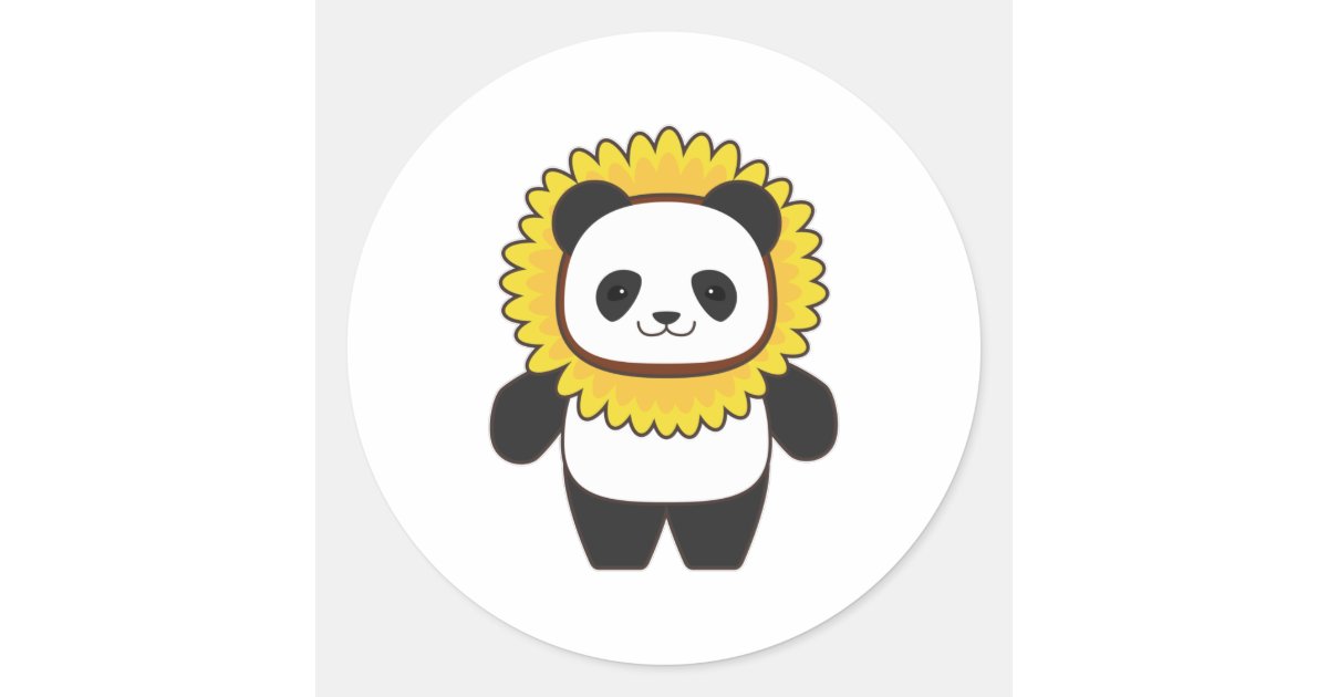 Panda with Sunflower Classic Round Sticker | Zazzle