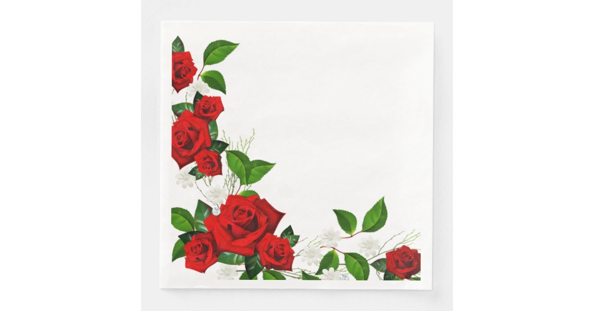 Paper Napkins-Red Roses Napkin | Zazzle