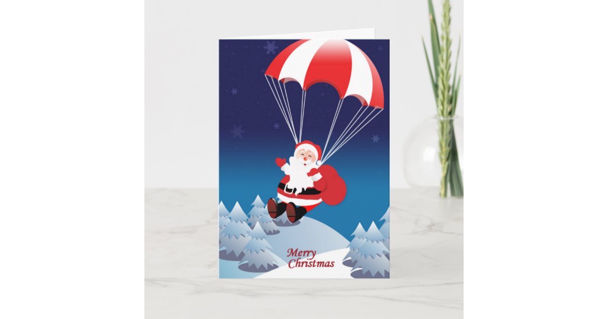 Parachuting Santa Holiday Card | Zazzle.co.uk