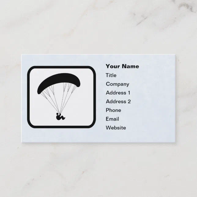 Paraglider Logo Customisable Template Business Card | Zazzle
