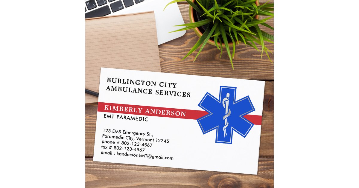 Paramedic Emergency Medical Ambulance Star Of Life Business Card | Zazzle