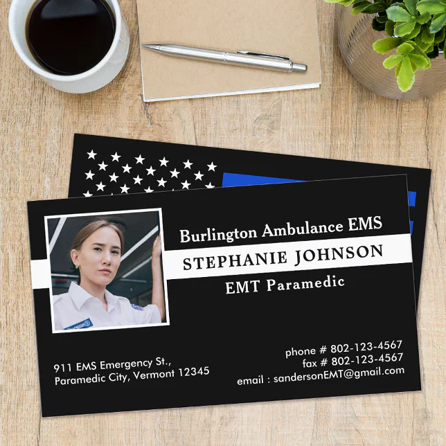 Paramedic EMS Custom Photo Emergency Ambulance Business Card | Zazzle