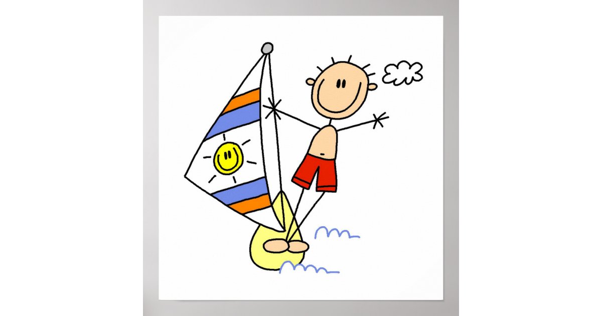 Parasailing Stick Figure Poster | Zazzle