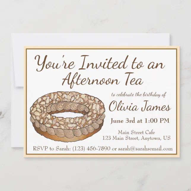 Paris Brest French Pastry Afternoon Tea Party Invitation | Zazzle