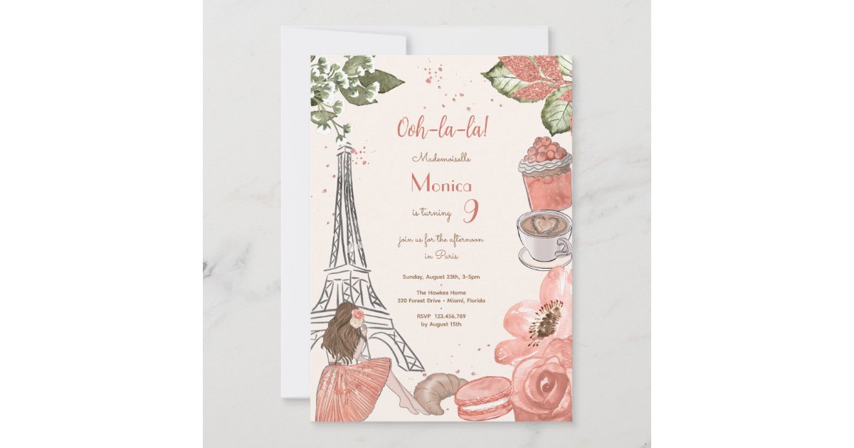 Paris theme french birthday party invitation | Zazzle