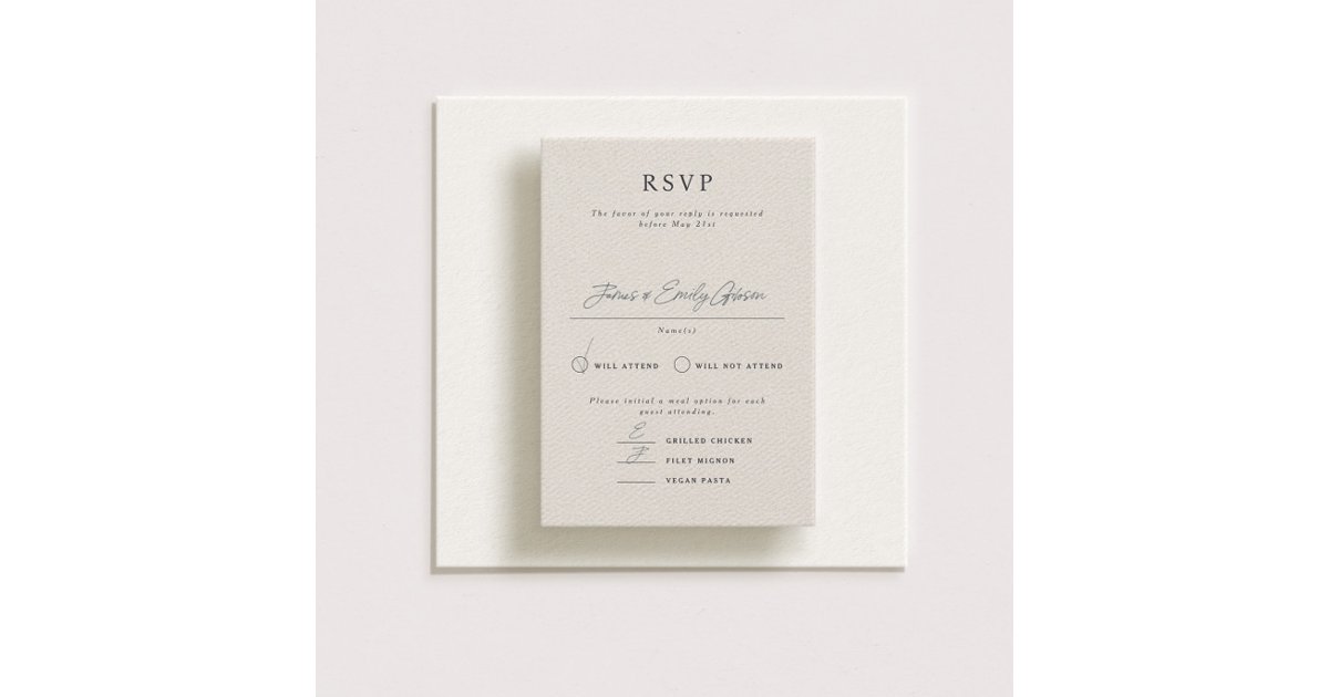Parker Formal Portrait Wedding RSVP Card | Zazzle