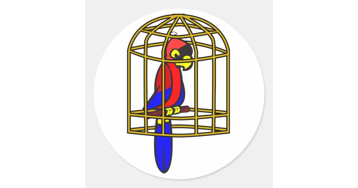 Parrot In A Cage Stickers | Zazzle