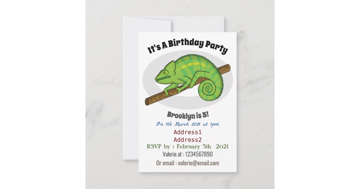 Parson's chameleon illustration invitation | Zazzle
