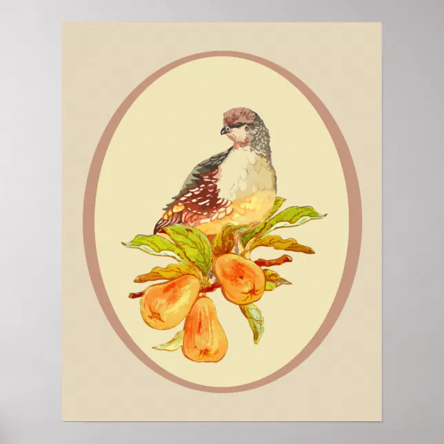 Partridge in a Pear Tree Christmas Song Quote Poster | Zazzle