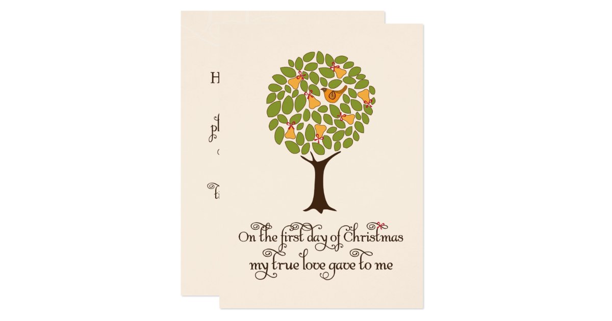 Partridge in a Pear tree Holiday Gift Exchange Card | Zazzle.co.uk