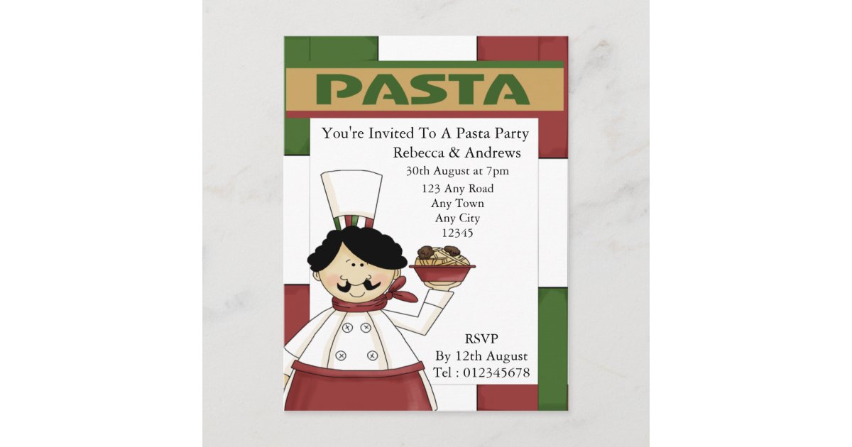 Pasta Party Invitation | Zazzle