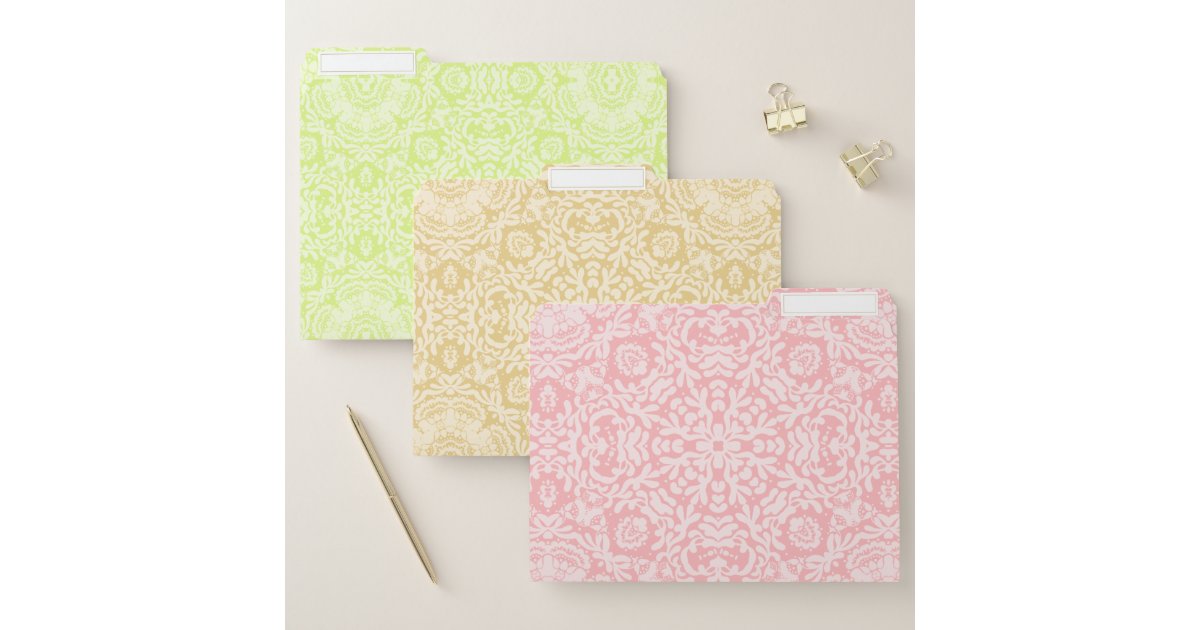 Pastel Baroque Lace File Folders | Zazzle