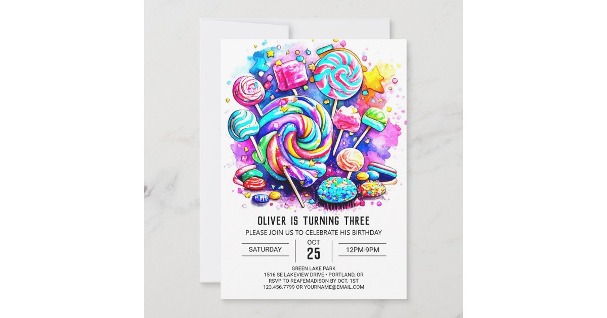 Pastel Candy Land Birthday Invitation | Zazzle
