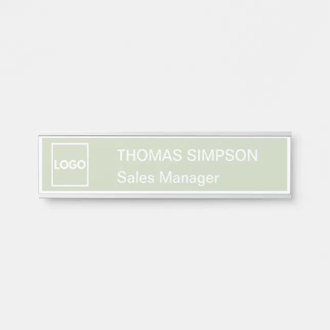 Pastel Green Corporate Logo Company Employee Staff Door Sign | Zazzle