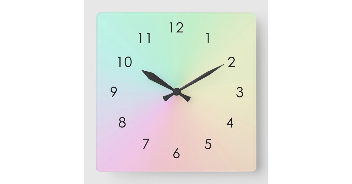 Pastel Muted Gradient Ombre Rainbow Square Wall Clock | Zazzle