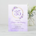 Pastel Purple Floral Golden Wreath 35th Birthday Invitation | Zazzle