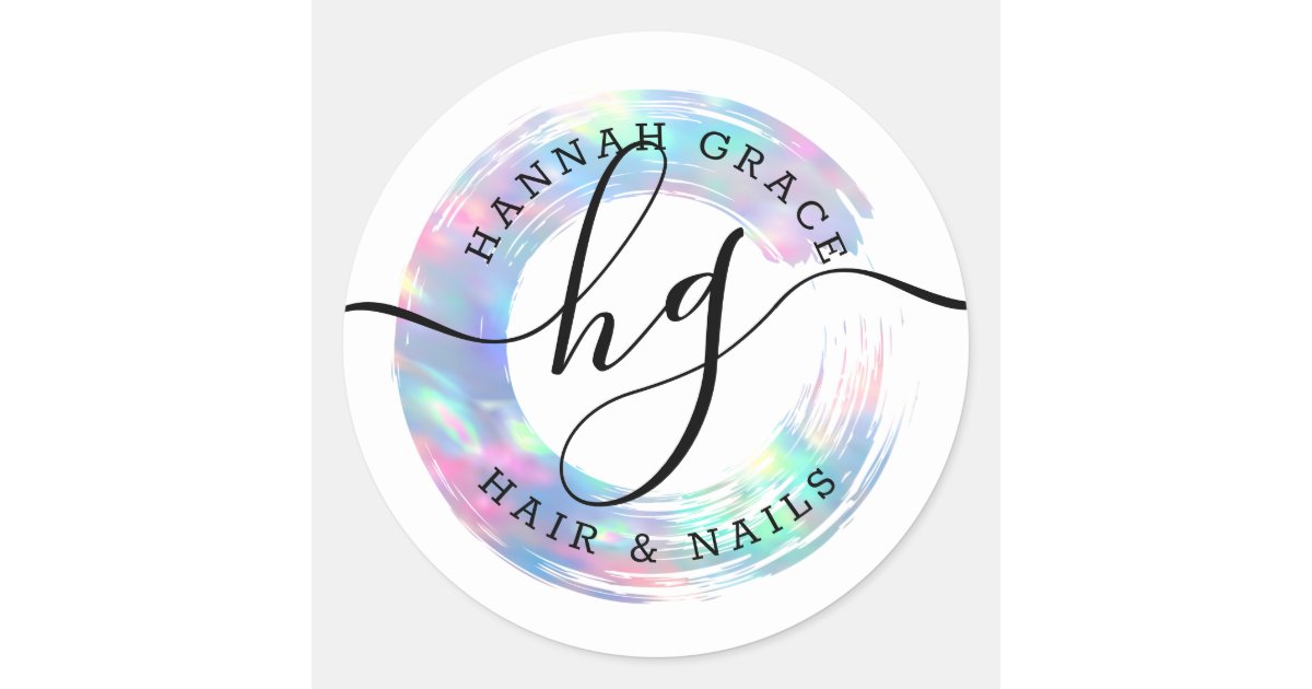 Pastel Rainbow Paint Swash Logo Custom Chic Decal Classic Round Sticker ...
