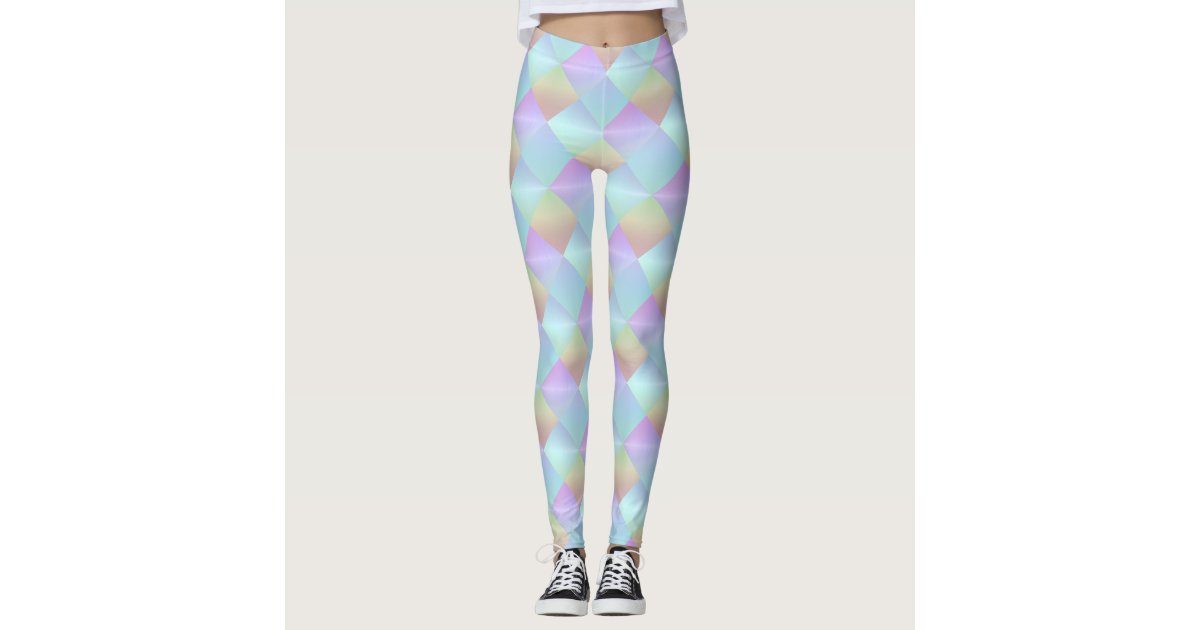 Pastel Squares Pattern Leggings | Zazzle