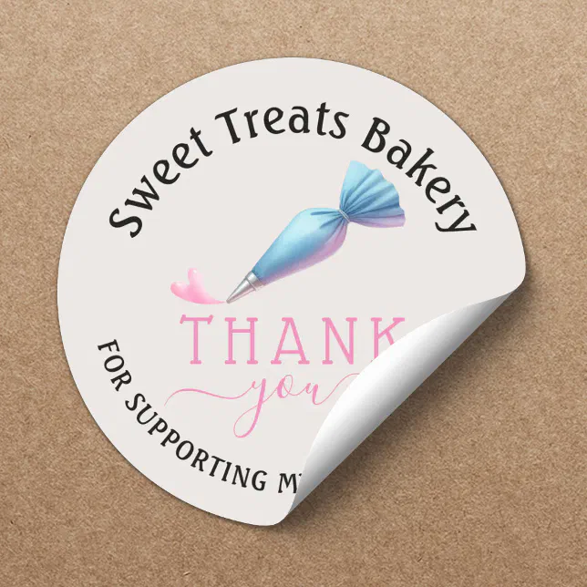 Pastry Chef Ivory Bakery Thank You for Order Classic Round Sticker | Zazzle