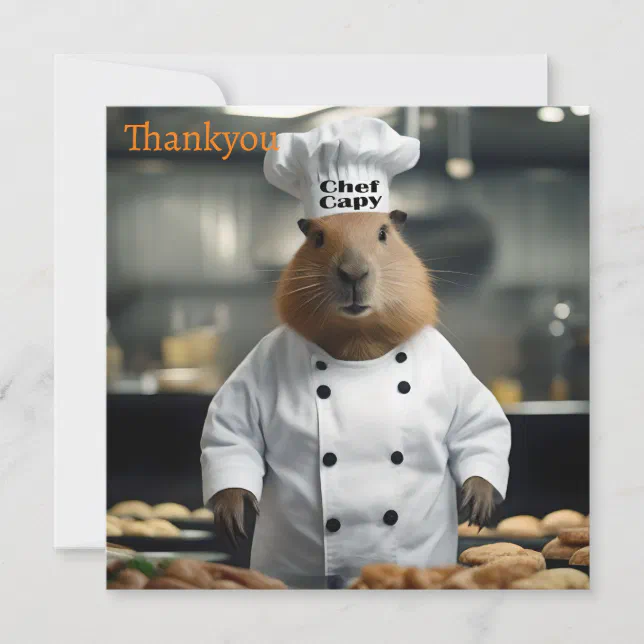 Pastry Prowess: The Culinary Capybara Thank You Card | Zazzle