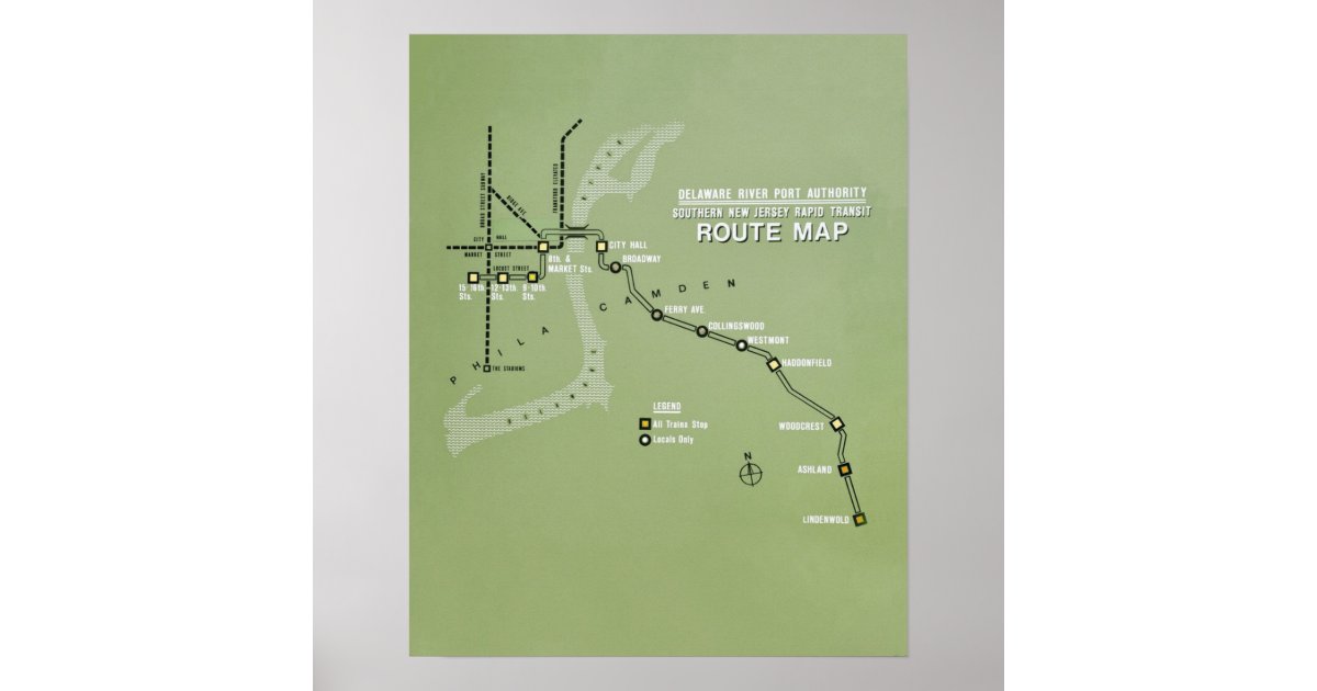 PATCO Route Map Replica Poster | Zazzle