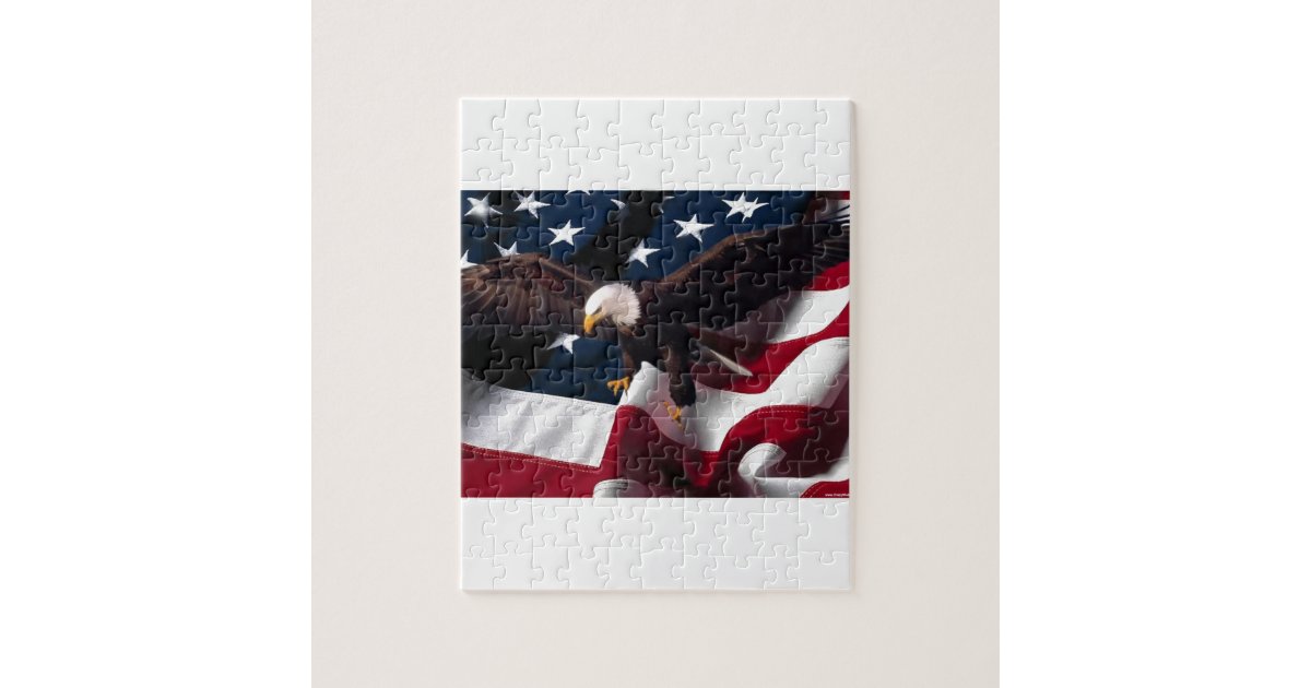 Patriotic Eagle American Flag Jigsaw Puzzle | Zazzle