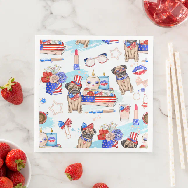 PATRIOTIC RED WHITE BLUE 4TH OF JULY ITEMS NAPKIN | Zazzle