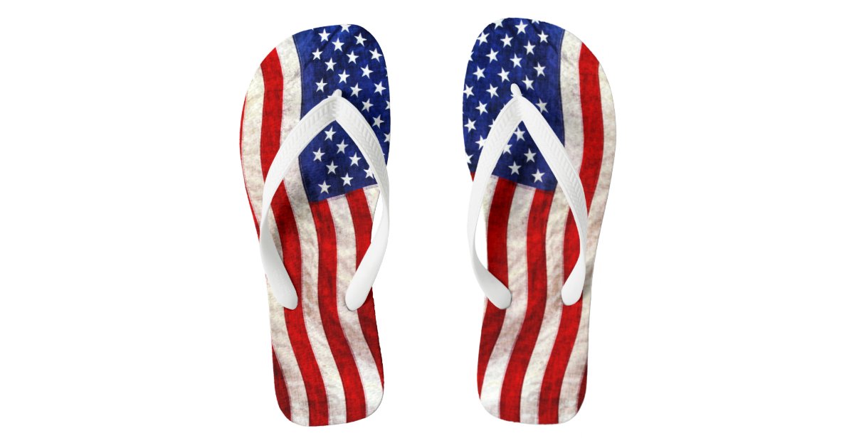 Patriotic US Flag Flip Flops | Zazzle