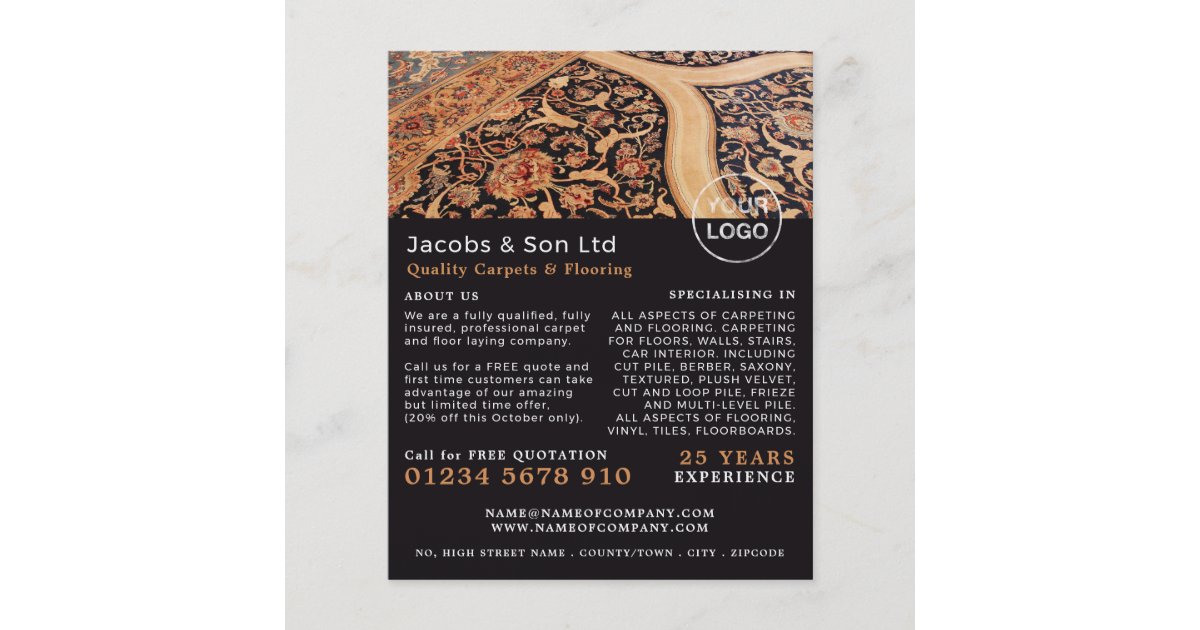 Patterned Carpet, Carpet Layer, Fitter Advertising Flyer | Zazzle