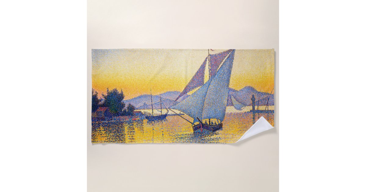 Paul Signac - The Port at Sunset, Opus 236 Beach Towel | Zazzle