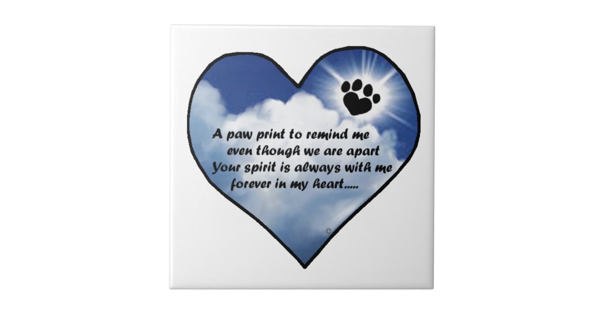 Paw Print Memorial Poem Tile | Zazzle